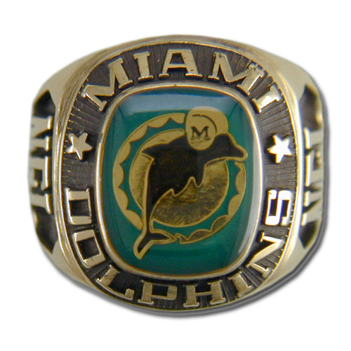 Miami Dolphins Large Classic Goldplated NFL Ring — Sports Jewelry Super ...